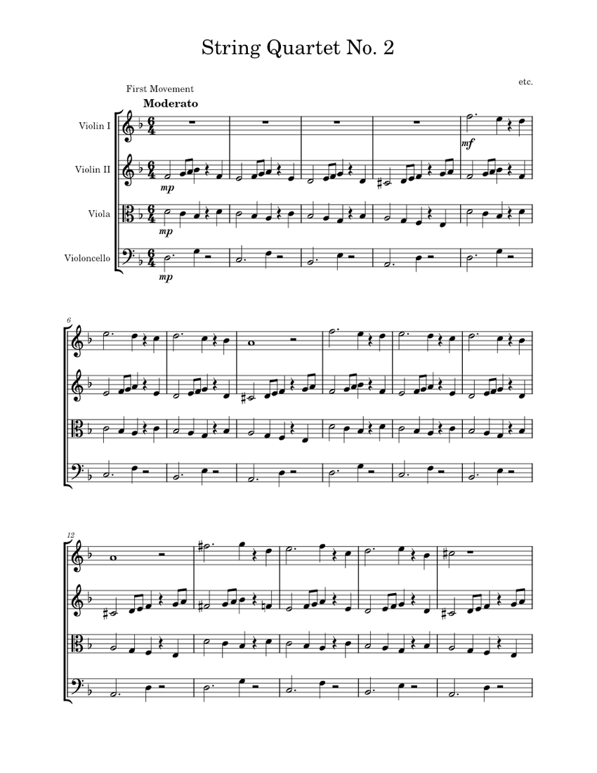 String Quartet No. 2 by etc. Sheet music for Violin, Viola, Cello ...