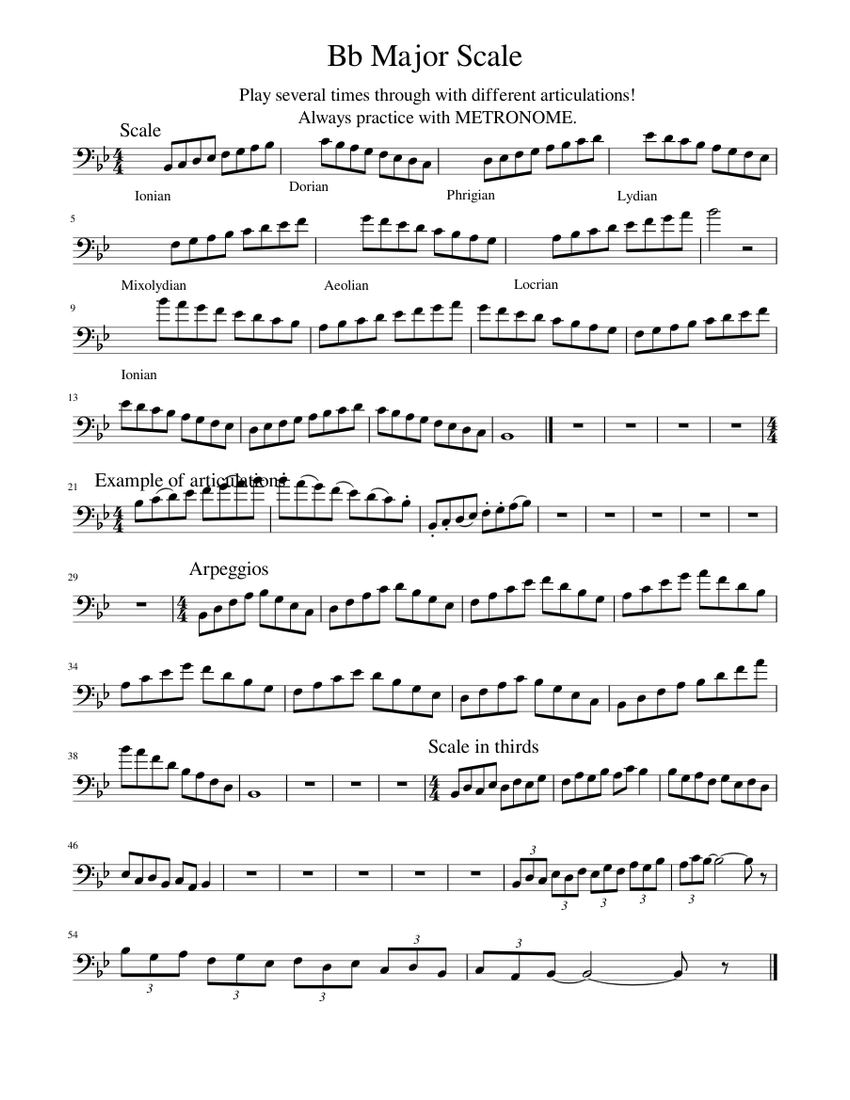 Bb Major Scale Sheet music for Bassoon (Solo) | Musescore.com
