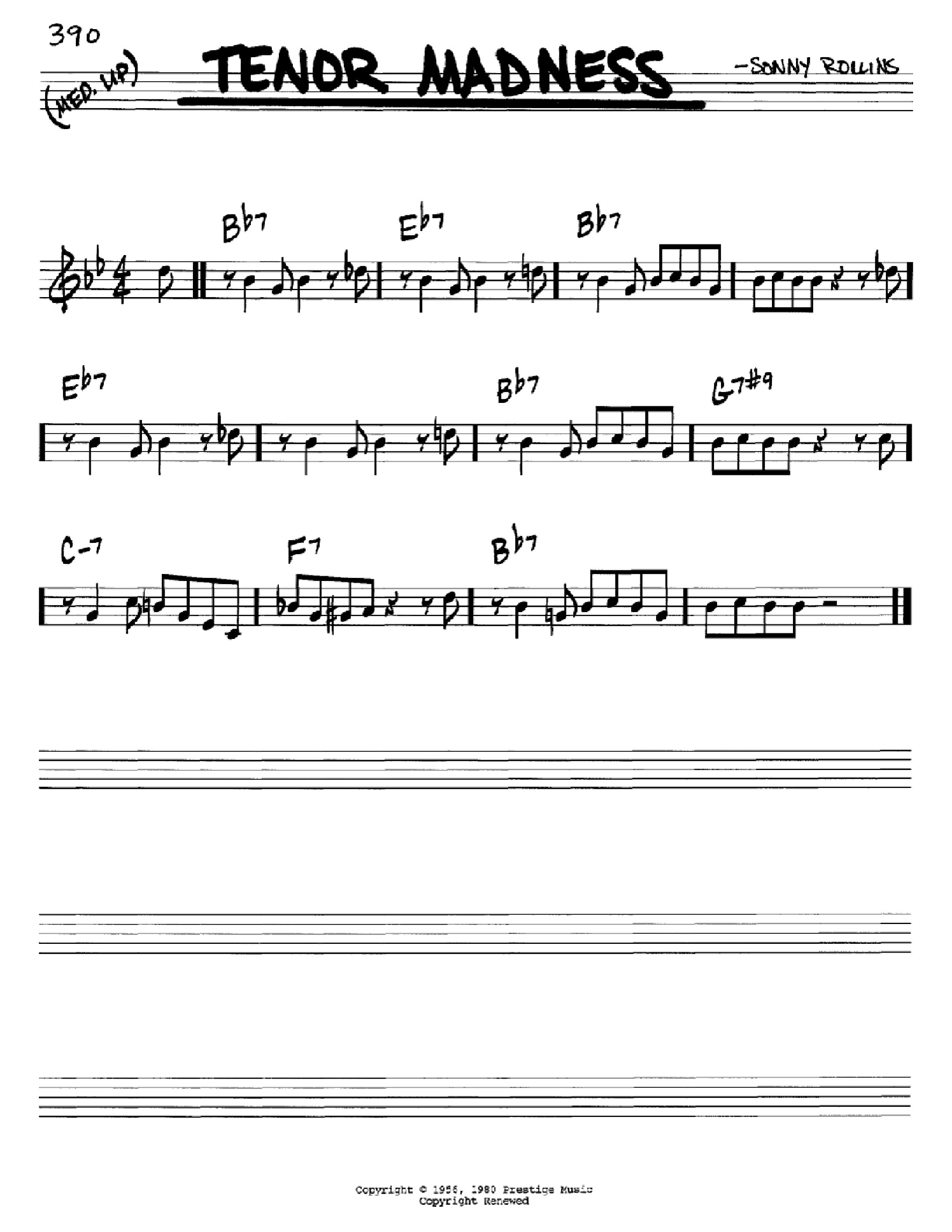 Play Official version of Tenor madness Sheet Music by Sonny Rollins for ...
