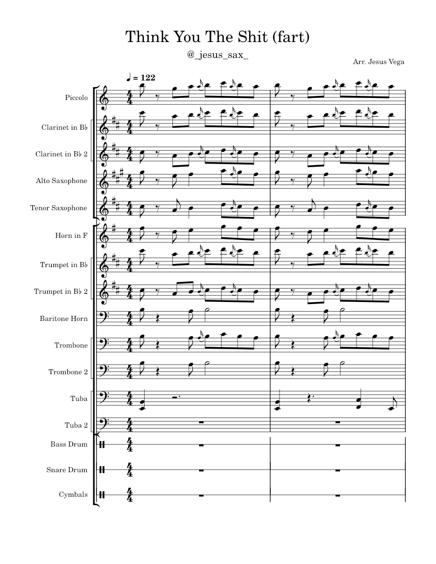 Think You The Shit (fart) – Ice Spice Sheet Music for Trombone, Tuba ...
