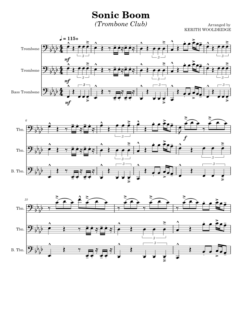 Sonic Boom - Trombone Club Sheet music for Trombone, Trombone bass (Pep ...