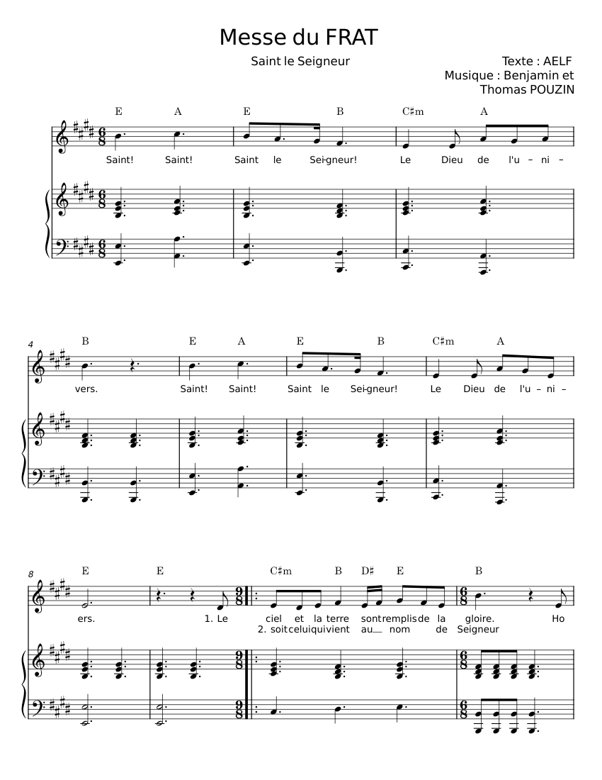 Messe du FRAT - Benjamin POUZIN;Thomas POUZIN Sheet music for Piano ...