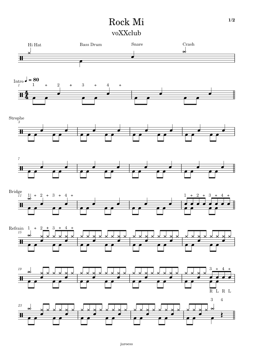 Rock mi – voXXclub voXXclub - Rock Mi Sheet Music for Drum group (Solo ...