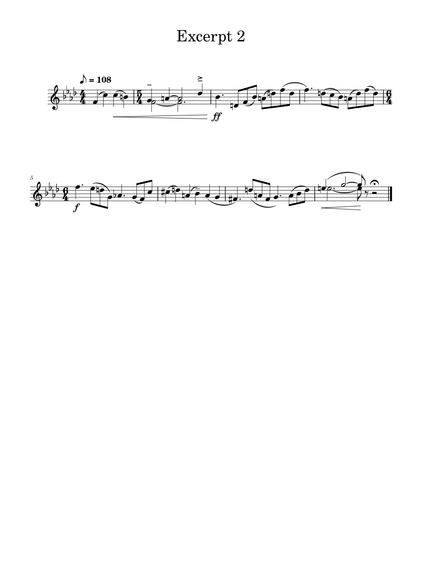 Excerpt 2 Symphonic Band Audition French Horn Sheet music for French ...
