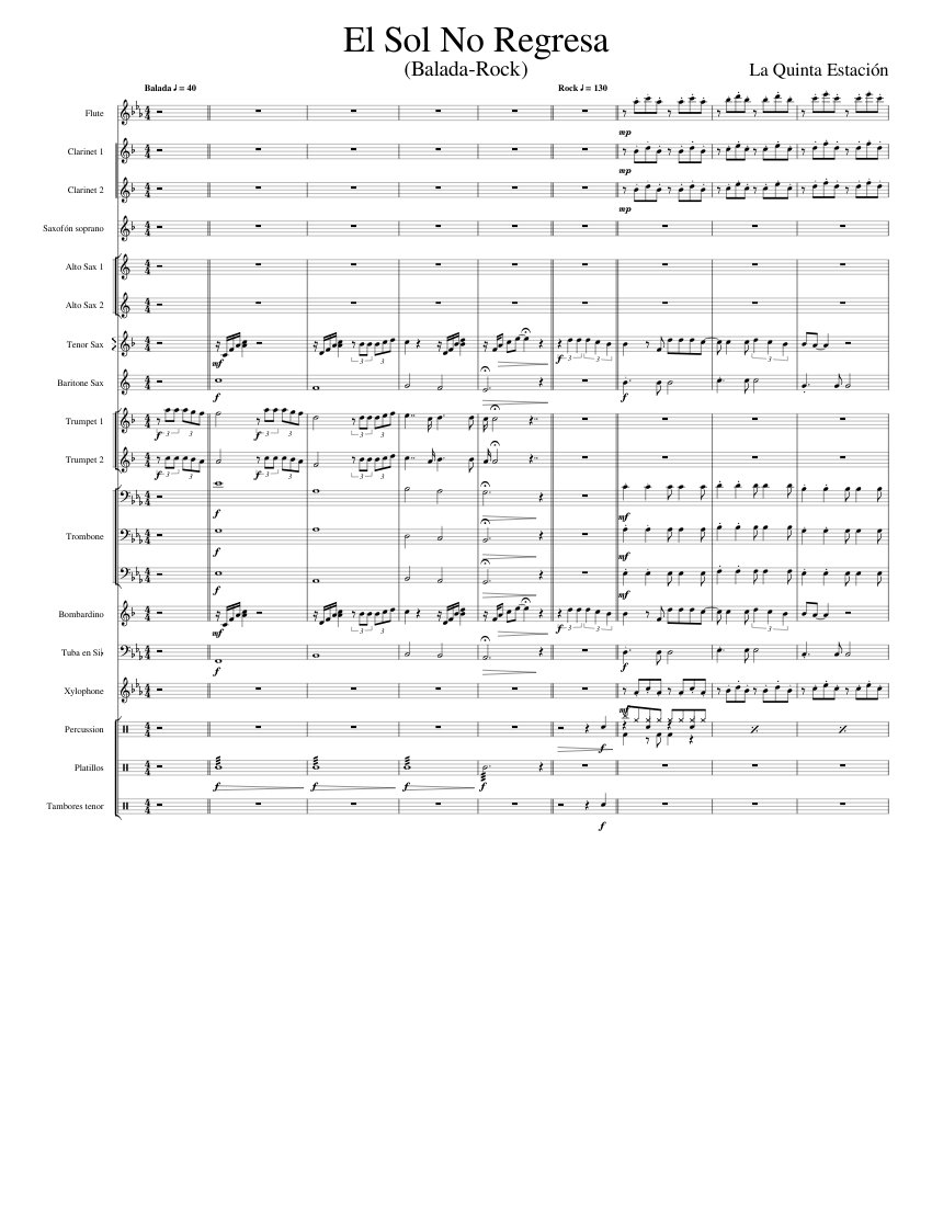 El Sol No Regresa Sheet music for Trumpet (In B Flat), Trombone, Flute ...