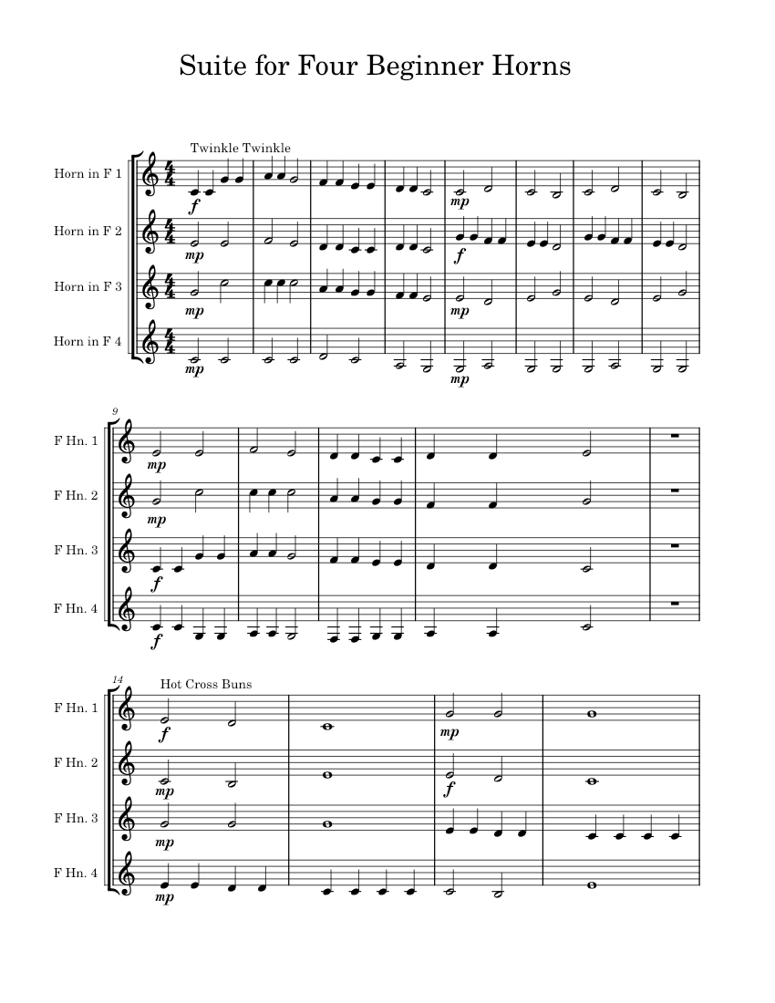 Twinkle twinkle little star – Misc Children Suite for four beginner ...