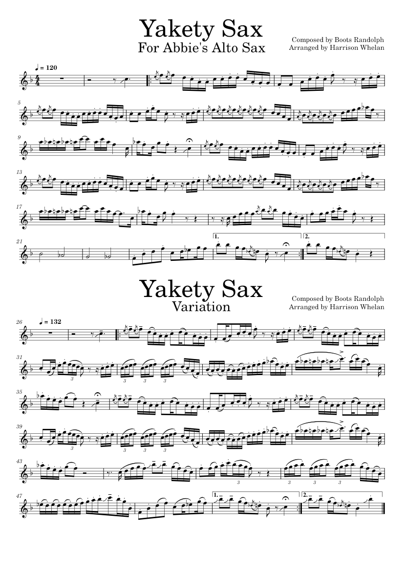 Yakety Sax – For Alto Sax Sheet Music for Saxophone alto (Solo ...