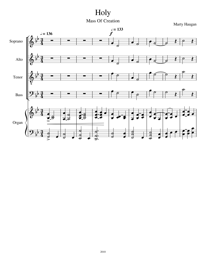 (Mass Of Creation) Holy with voices Sheet music for Soprano, Tenor ...
