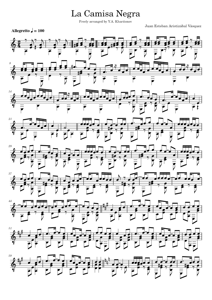 La Camisa Negra (guitarra clásica A-moll) Sheet music for Guitar (Solo ...