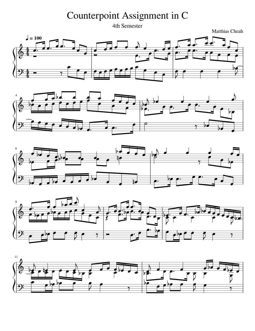 3-Part Counterpoint in C Sheet music for Piano (Solo) | Musescore.com
