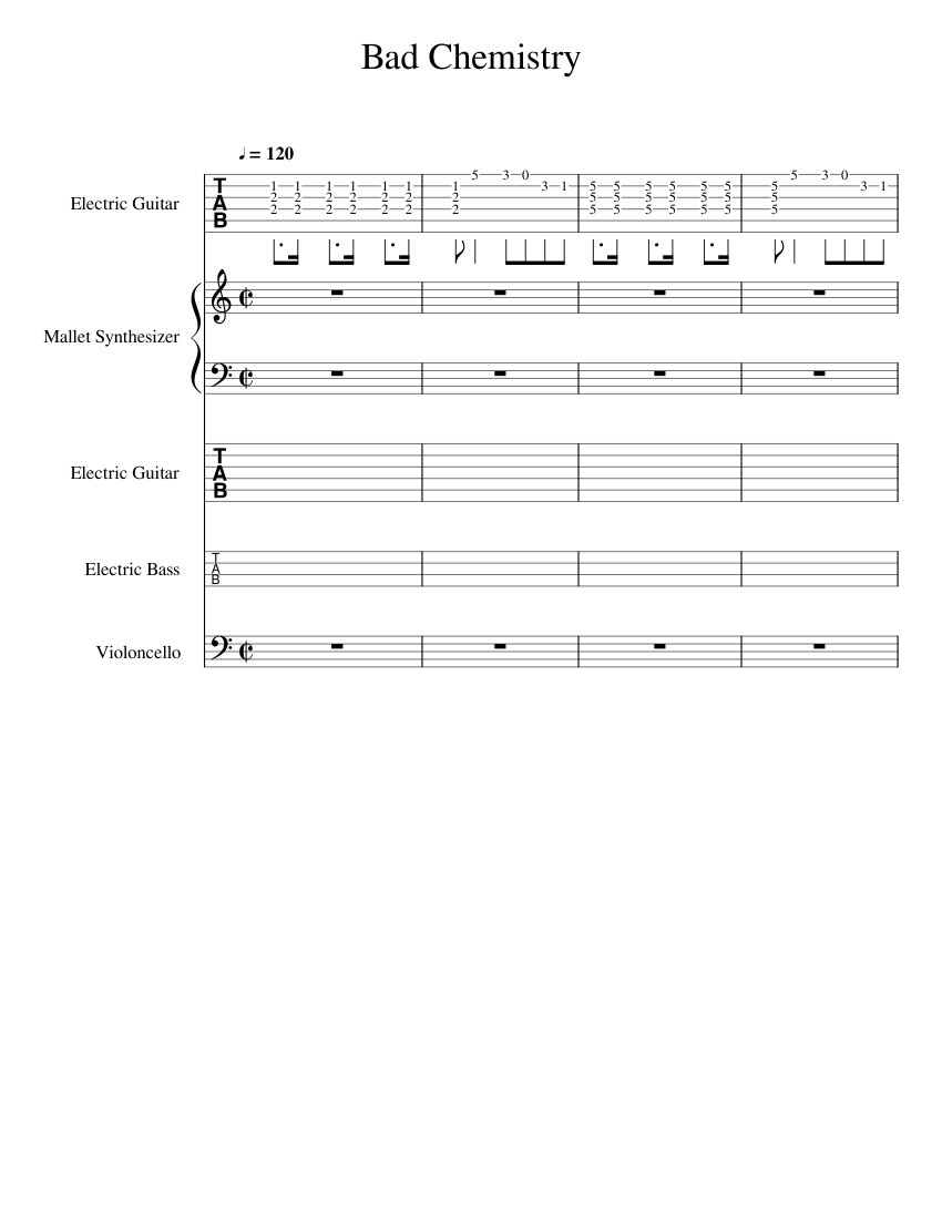 Bad Chemistry Sheet music for Cello, Guitar, Bass guitar, Synthesizer ...