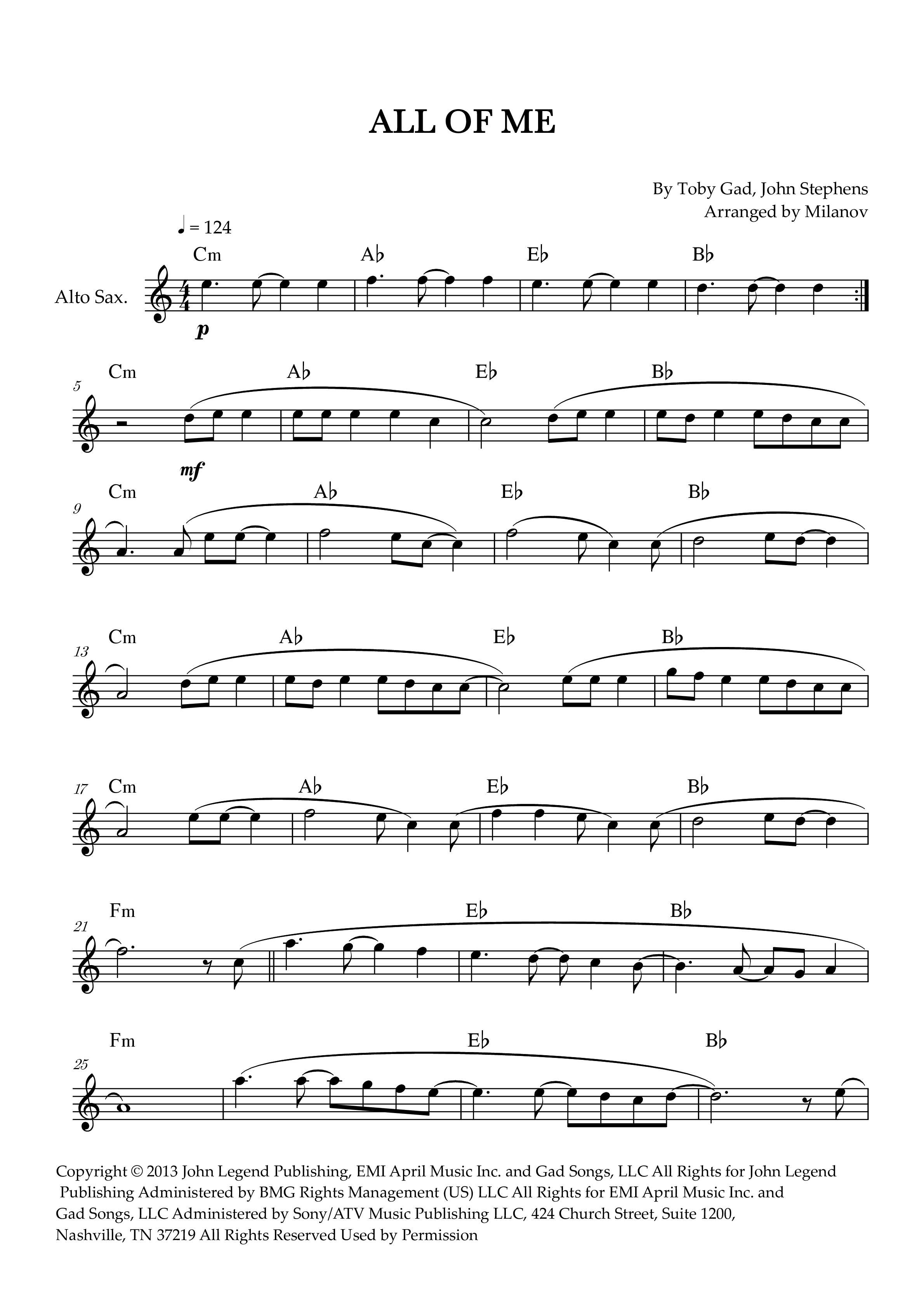 Play Official version of All Of Me Sheet Music by John Legend for ...