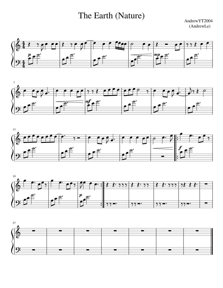 The Earth (Nature) Sheet music for Piano (Solo) Easy | Musescore.com