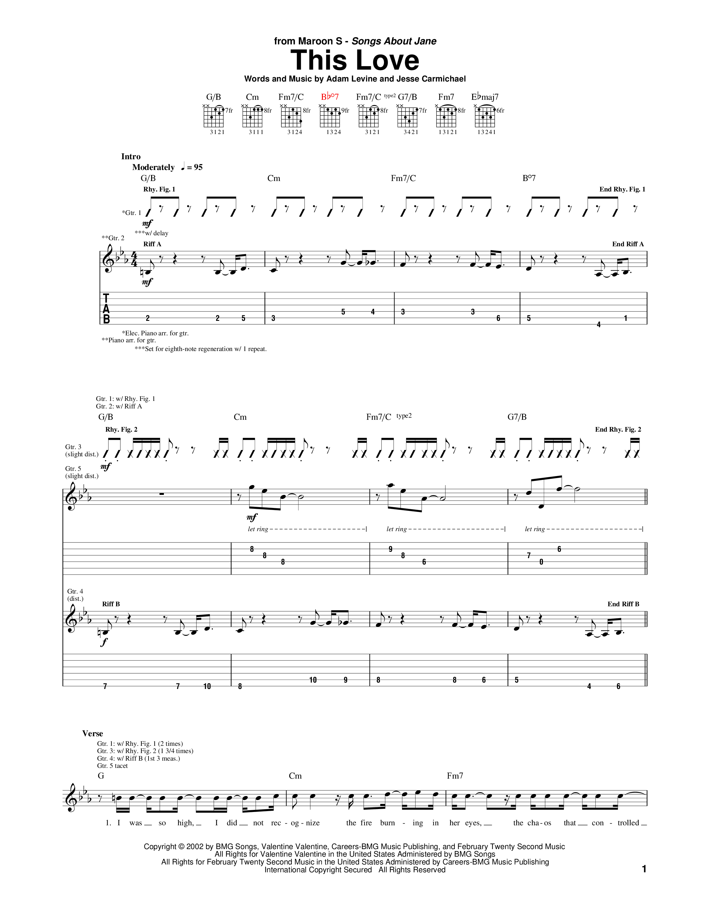 this love Sheet music by Maroon 5 Official | MuseScore.com