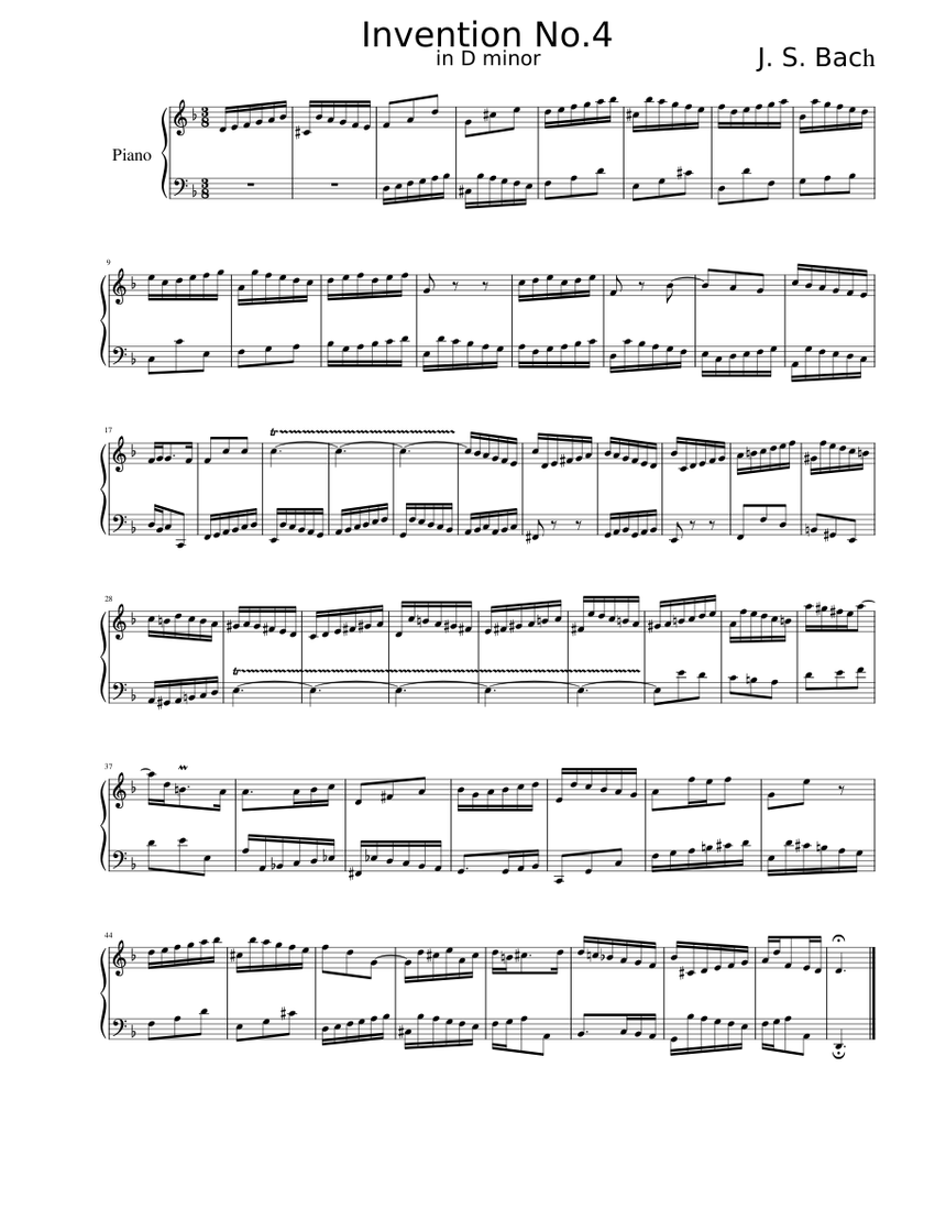 Invention in D minor, BWV 775 – Johann Sebastian Bach (1685 - 1750 ...