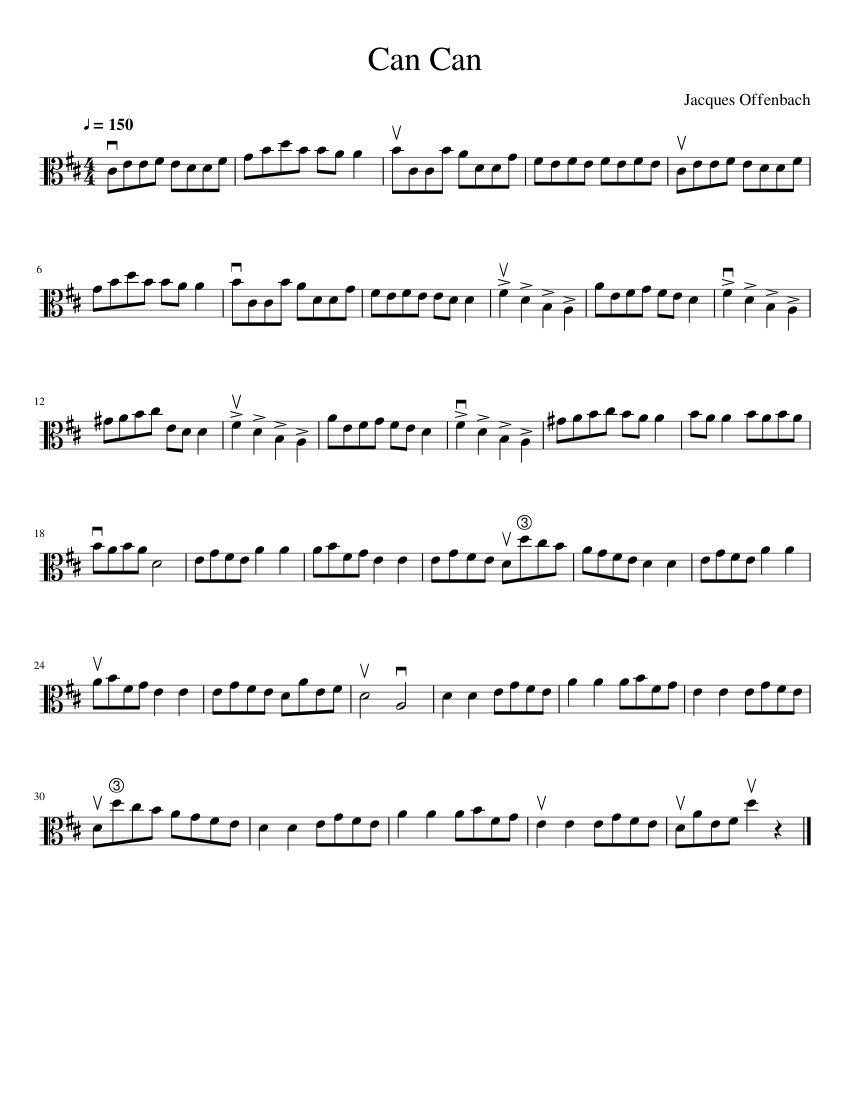 Can Can Sheet Music for Viola (Solo) | MuseScore.com