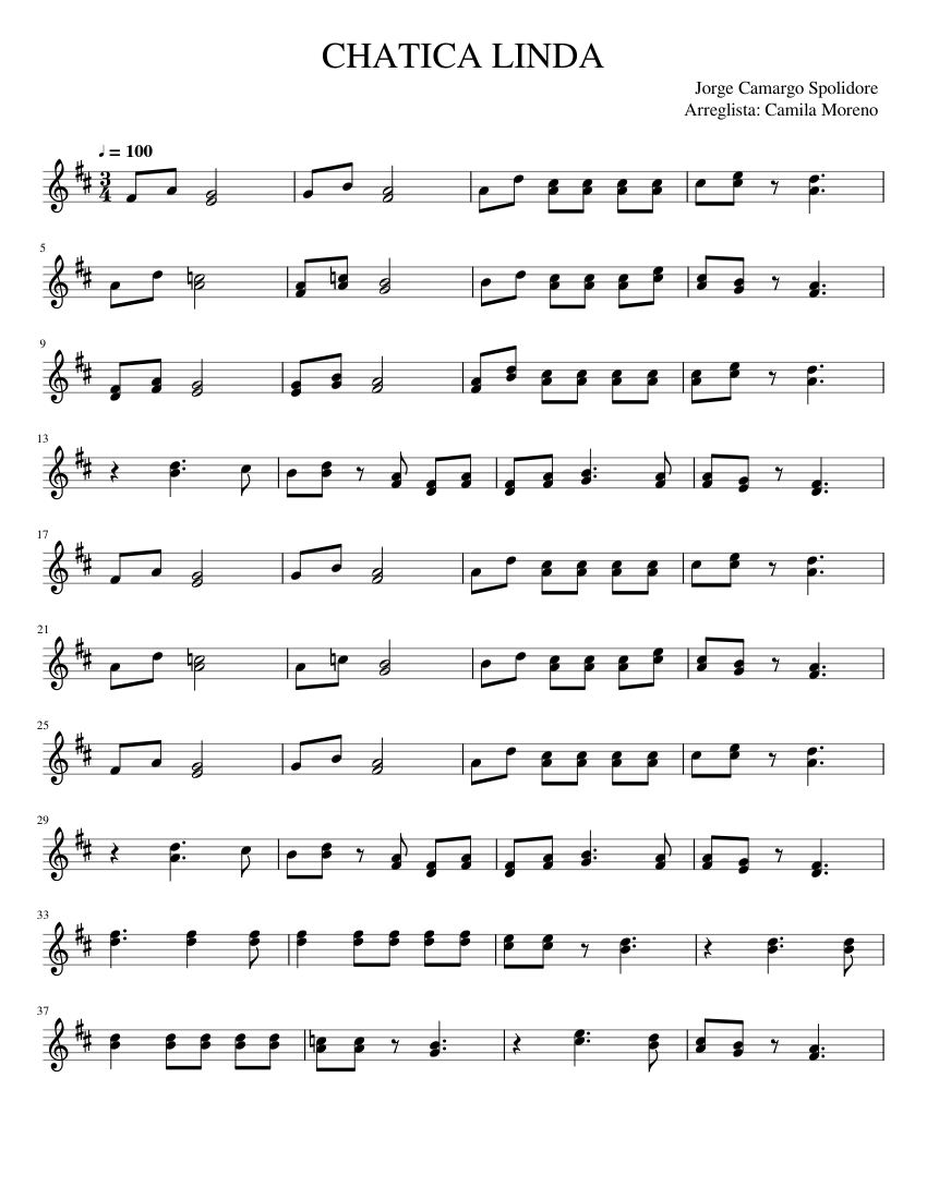 CHATICA LINDA Sheet music for Piano (Solo) Easy | Musescore.com
