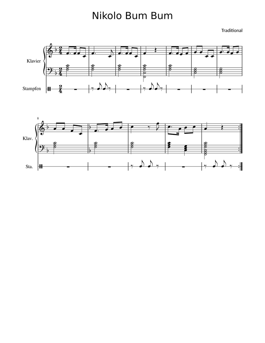 Nikolo bum bum Sheet music for Piano, Stamp (Solo) | Musescore.com