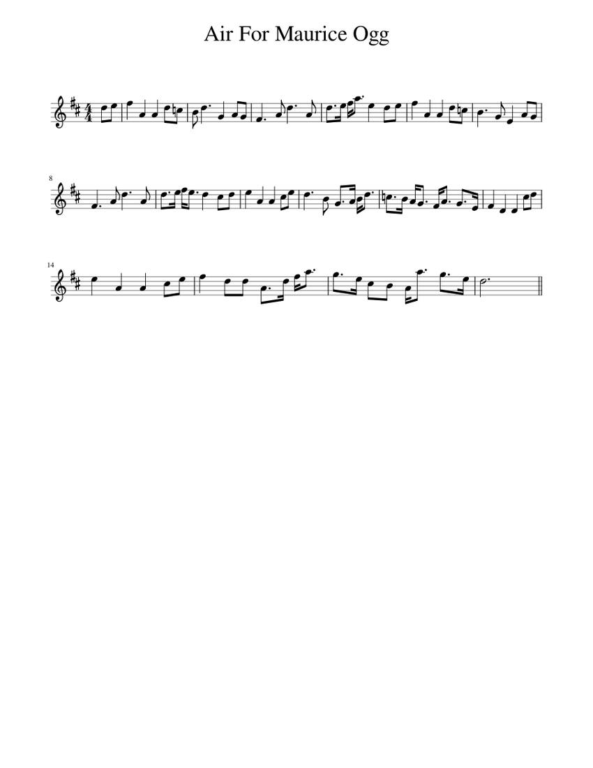 Air For Maurice Ogg Sheet music for Piano (Solo) | Musescore.com