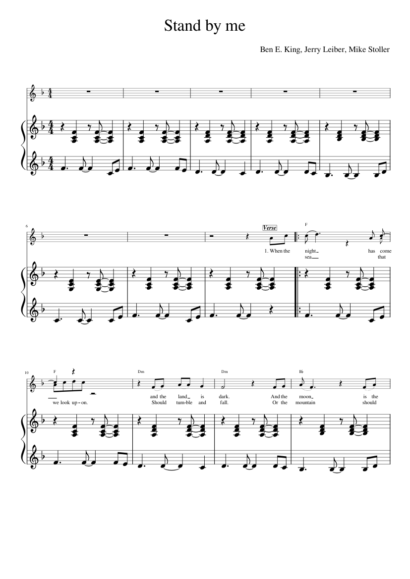 Stand by me – Ben E. King Sheet music for Piano, Vocals (Mixed Duet ...