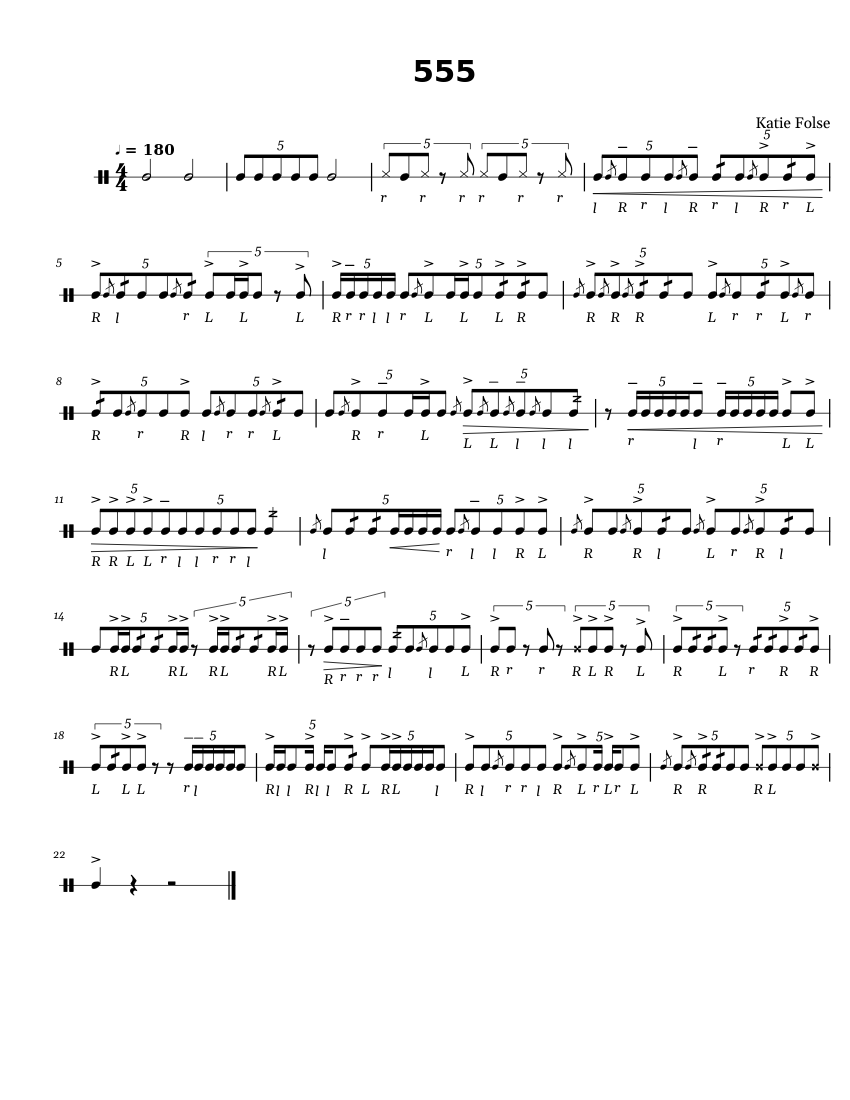 555 Sheet music for Snare drum (Solo) | Musescore.com