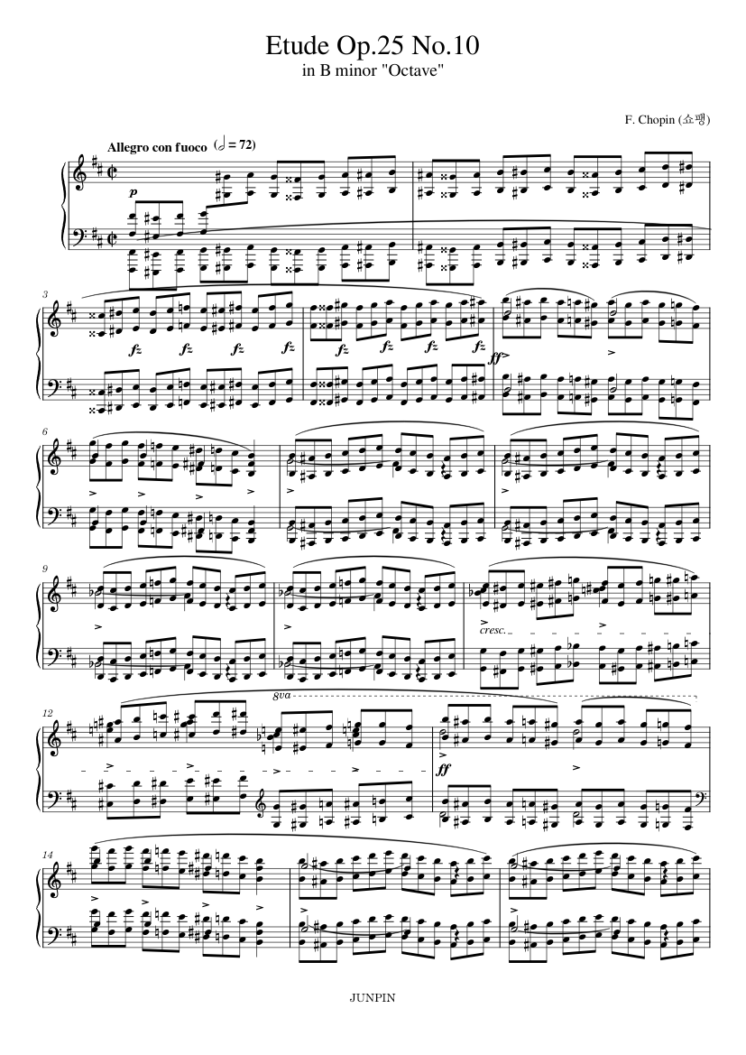 Etude Op.25 No.10 in B minor "Octave" - F. Chopin Sheet Music for Piano (Solo) | MuseScore.com