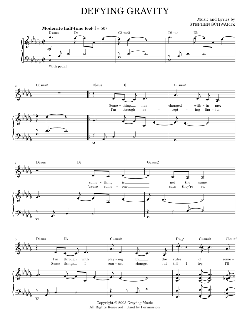 Play Official version of Defying Gravity sheet music by Glee Cast for ...