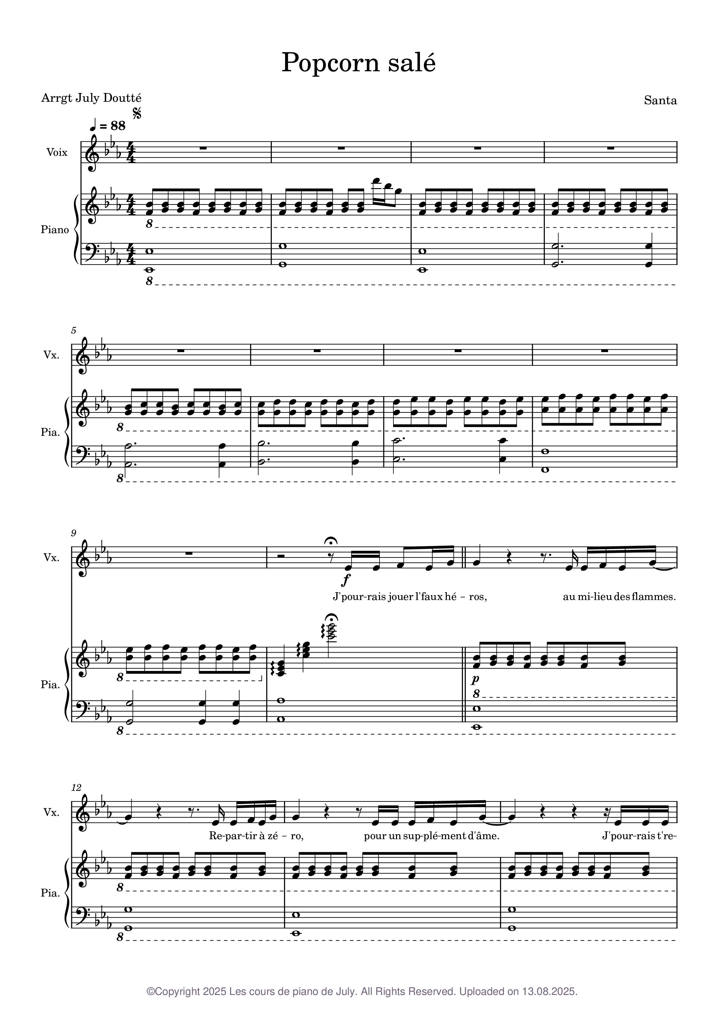 Popcorn salé – Sammanta Cotta - Santa Sheet Music for Piano ...