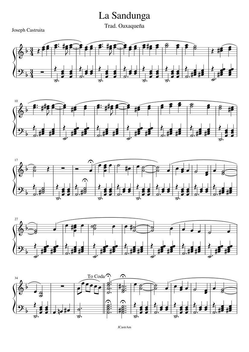La Sandunga Sheet Music for Piano (Solo) Easy | MuseScore.com