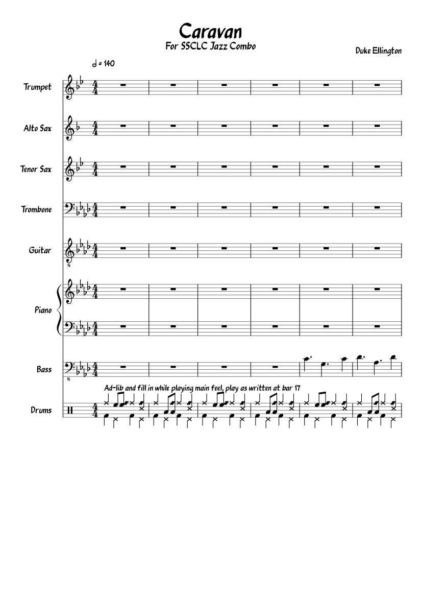 Caravan (from the movie Whiplash) for Small Jazz Combo Sheet Music with ...