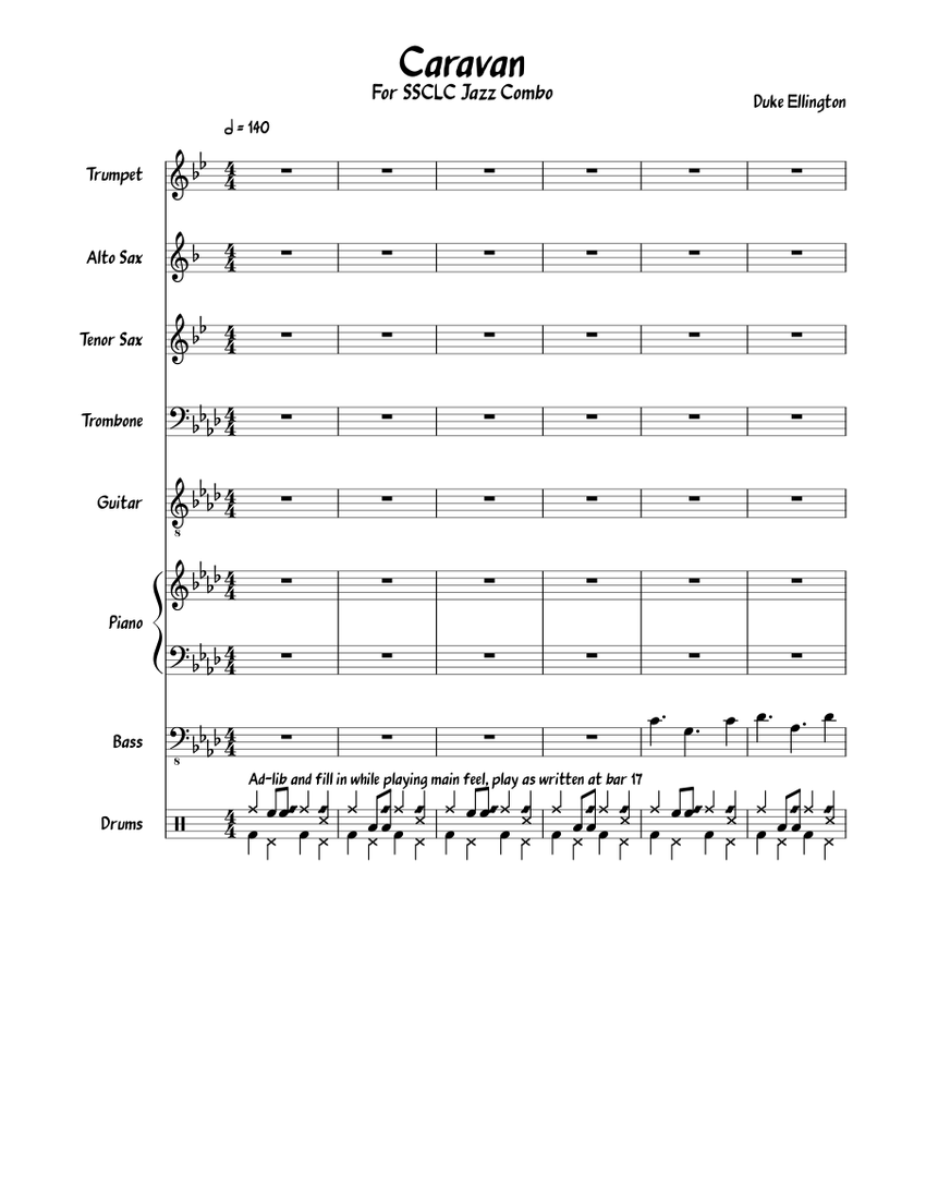 Caravan (from the movie Whiplash) for Small Jazz Combo Sheet music for ...