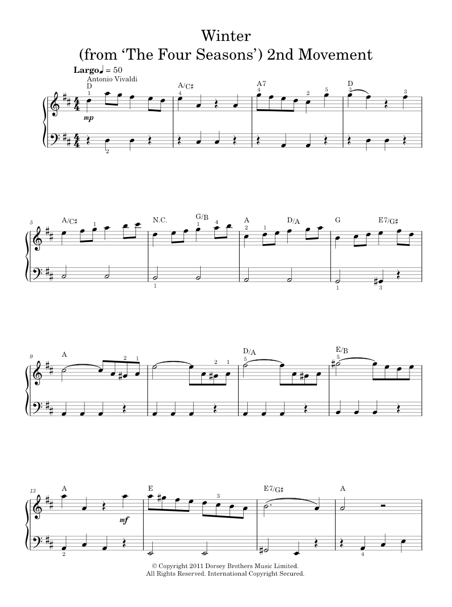 Play Official version of The Four Seasons - Winter Sheet Music by ...