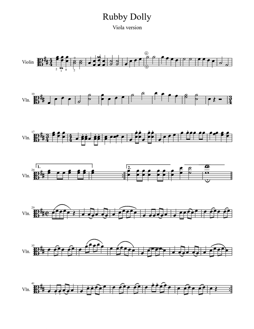 Rubby Dolly for viola Sheet music for Violin (Solo) | Musescore.com