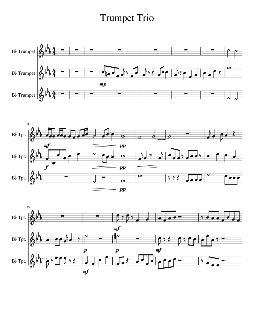 Trumpet Trio WIP Sheet music for Trumpet in b-flat (Mixed Trio ...