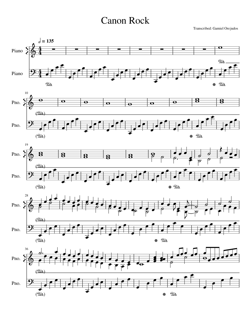 Canon Rock Sheet music for Piano (Solo) | Musescore.com