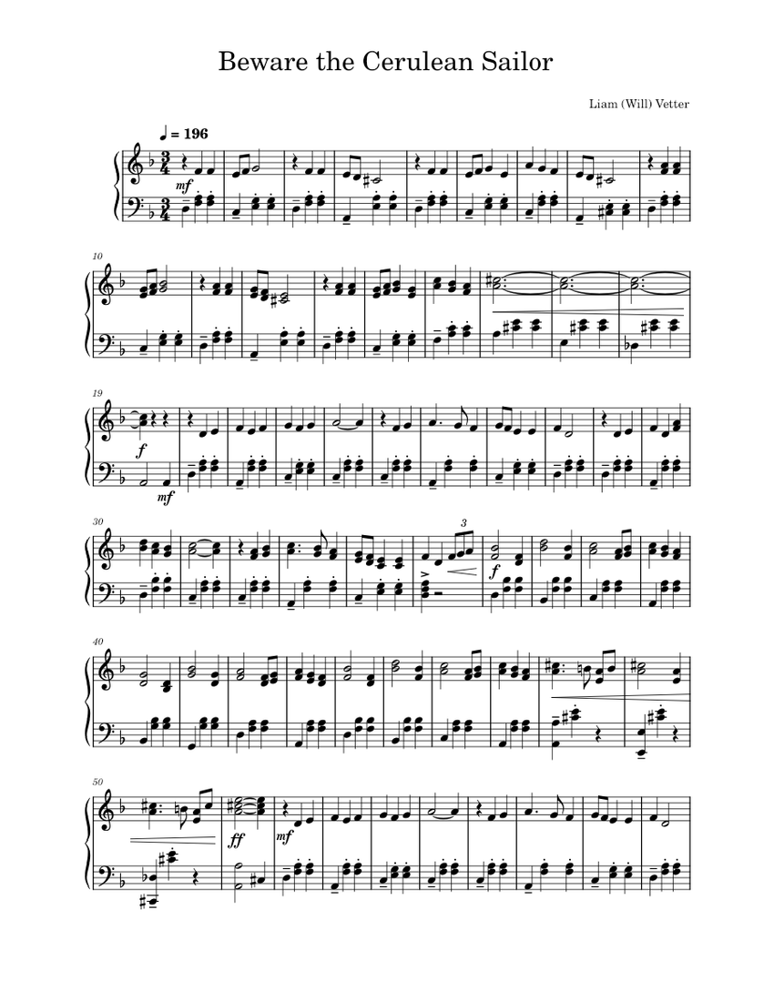 Beware_the_Cerulean_Sailor Sheet music for Accordion (Solo) | Musescore.com