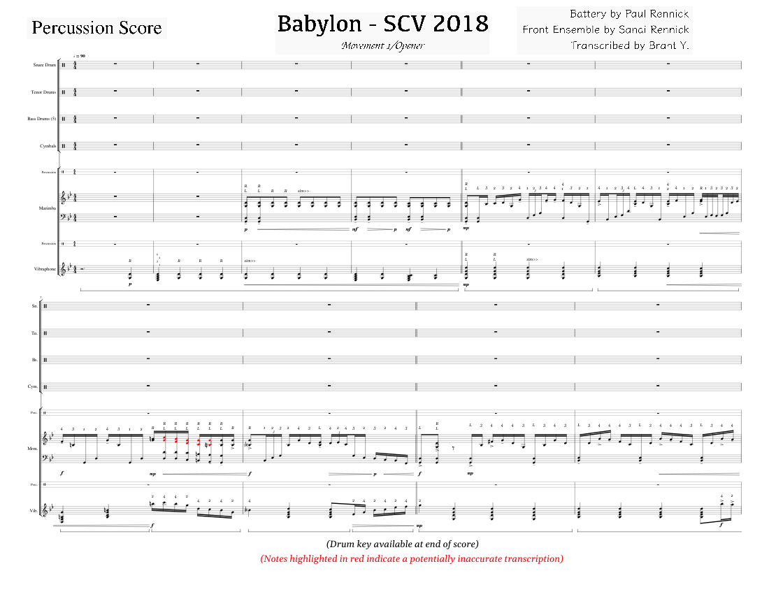 [REPOST!] Babylon - SCV 2018 (Percussion Score) [WIP] Sheet Music for ...