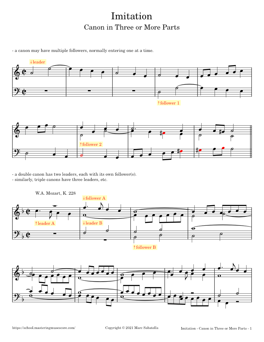 Imitation: Canon in Three or More Parts Sheet music for Piano (Solo ...