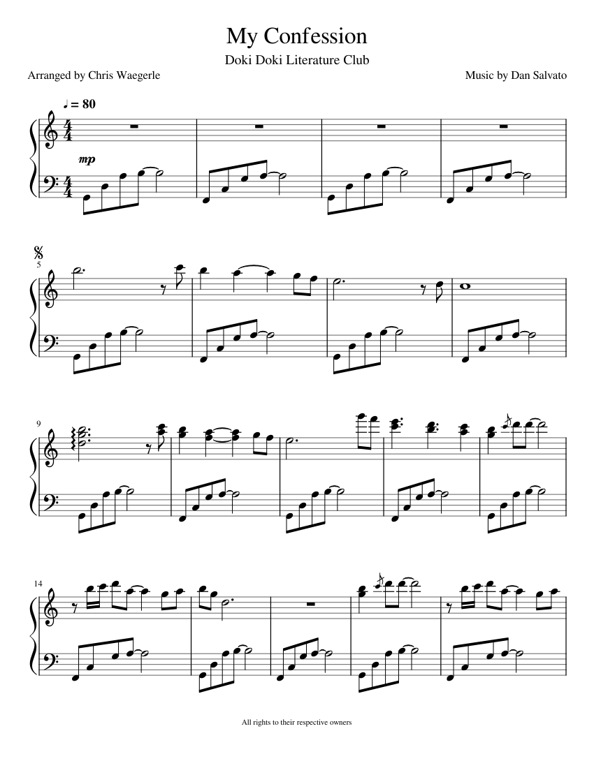 My Confession - DDLC Sheet music for Piano (Solo) Easy | Musescore.com