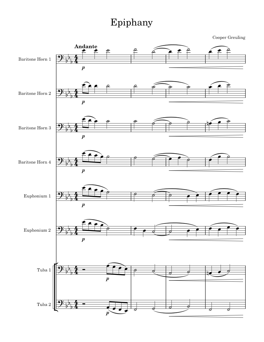 Epiphany Sheet music for Tuba, French horn (Brass Ensemble) | Musescore.com