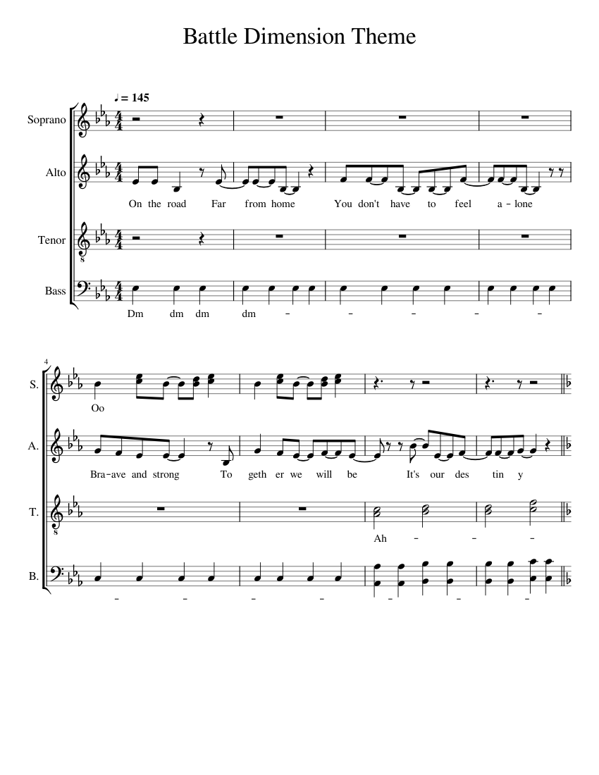 Battle Dimension Theme SATB Sheet music for Soprano, Alto, Tenor, Bass ...