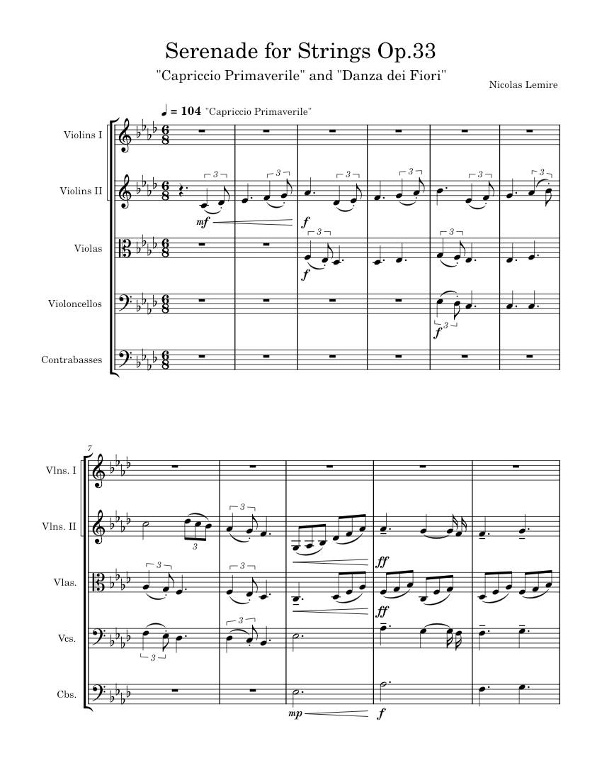 Serenade for Strings Op. 33 Sheet music for Strings group (String Ensemble) | Musescore.com