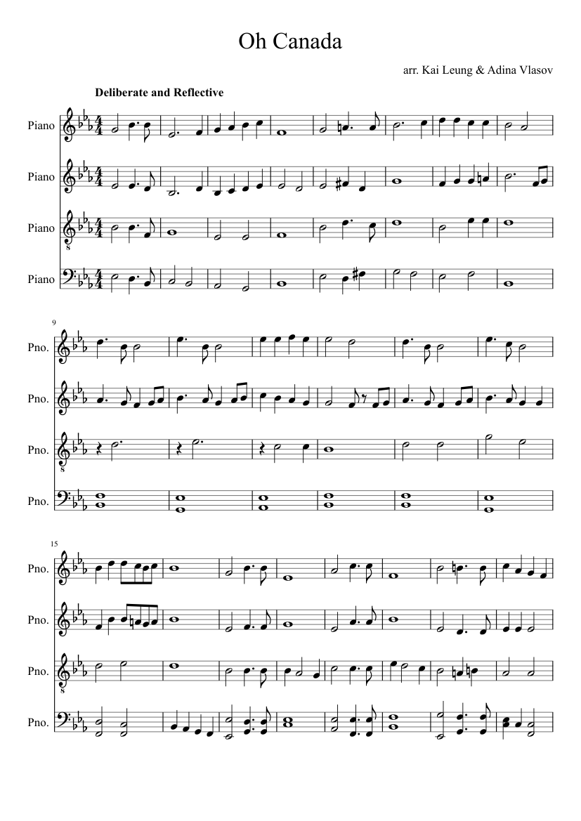 Oh Canada SATBB arrangement Sheet music for Piano (Mixed Quartet ...