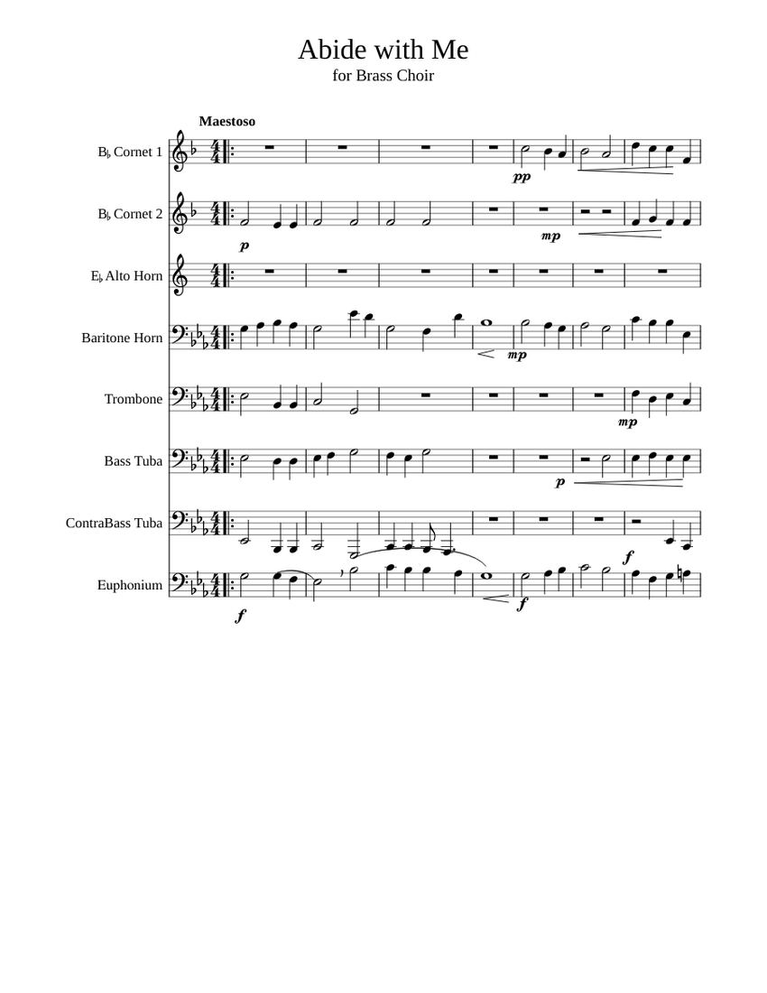 Rescore of Abide with me Sheet music for Trombone, Euphonium (Brass ...