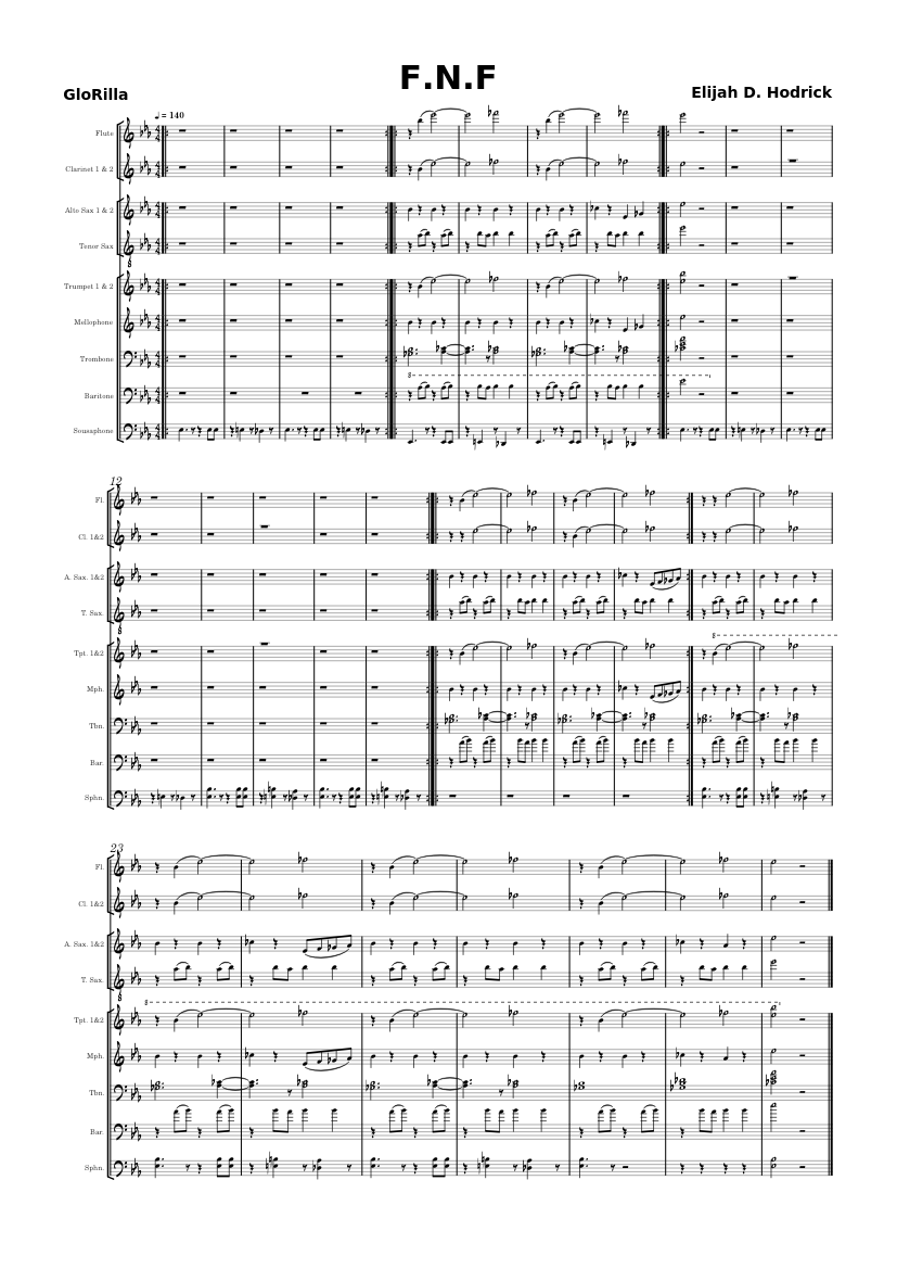 FNF Sheet music for Trombone, Flute, Clarinet in b-flat, Saxophone alto ...