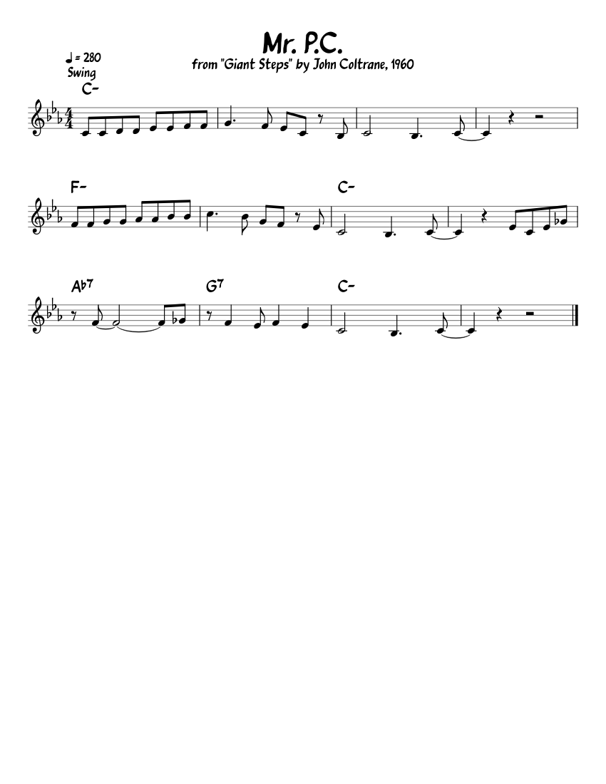 Mr. P.C. Sheet Music with Chords for Piano (Jazz Band) easy | MuseScore.com
