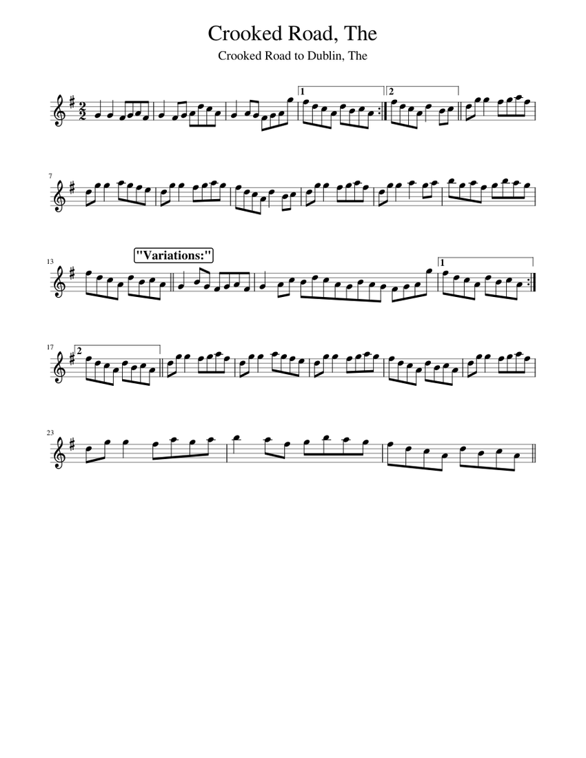 The Crooked Road Sheet music for Piano (Solo) | Musescore.com