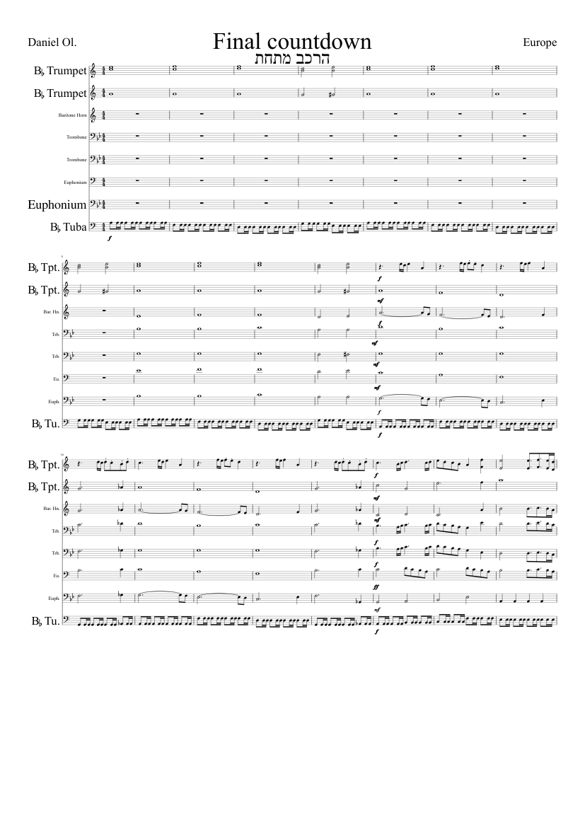 Final countdown Brass edition Sheet music for Trombone, Euphonium ...