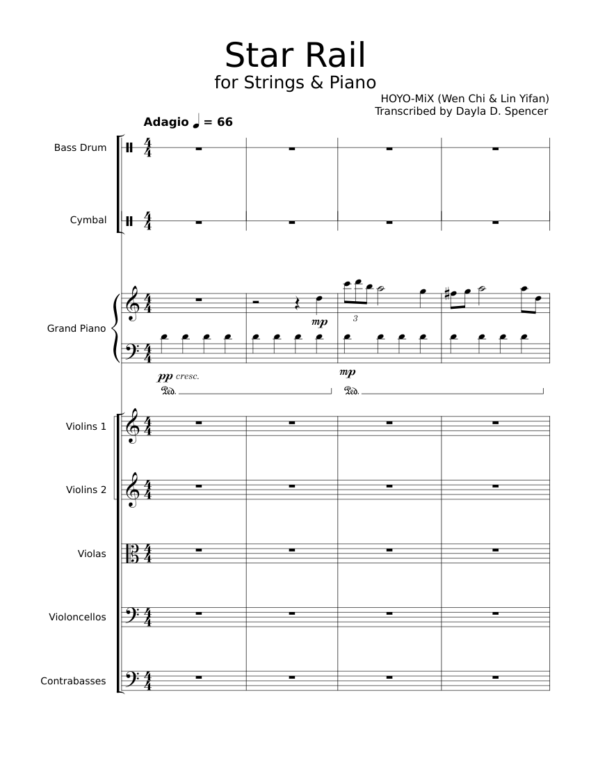 Honkai Star Rail Login OST Sheet Music for Piano, Strings group (String Ensemble) | MuseScore.com