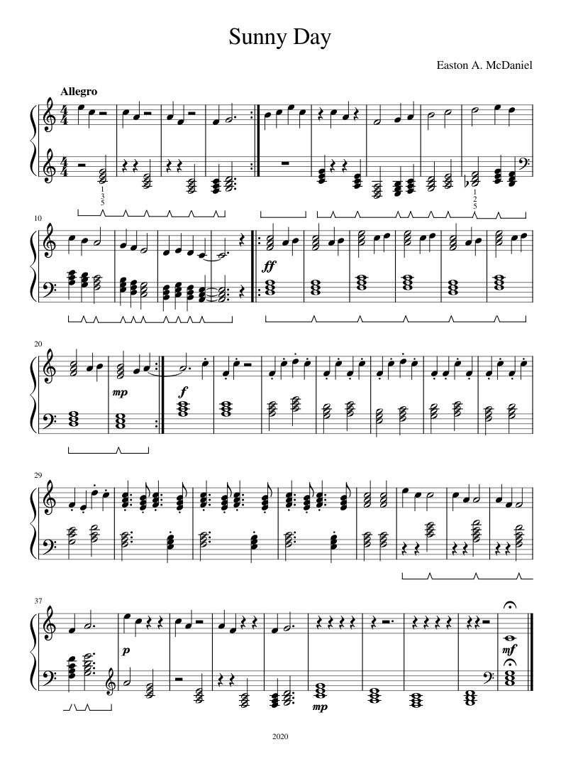 Sunny Day Sheet music for Piano (Solo) Easy | Musescore.com